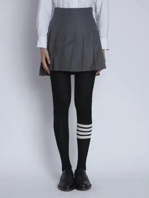 Thom Browne Four-bar Striped Ribbed Tights - Black