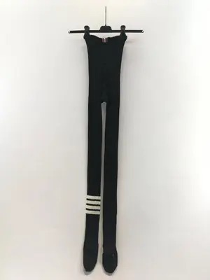 Thom Browne Four-bar Striped Ribbed Tights - Black