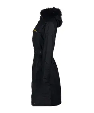 Barbour Long-sleeved Coat With Hood And Belt