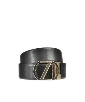 Zegna Logo Buckle Belt - Black
