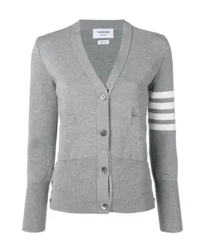 Thom Browne Thom Browne 4-Bar Milano Stitch Buttoned Cardigan Light Grey