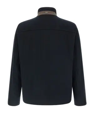 Herno Field Jacket With Stand Collar And Suede Details - Black