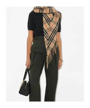 Burberry Checked Fringed-edge Cape