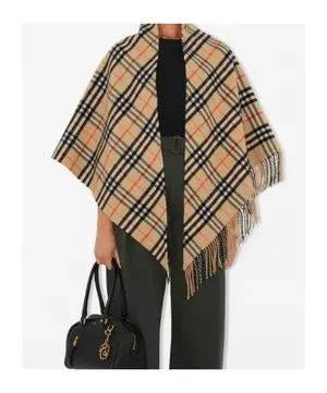 Burberry Checked Fringed-edge Cape