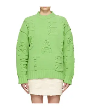 Bottega Veneta Alphabet Motif Ribbed-knit Jumper - Green