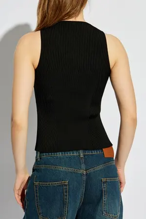 Alexander McQueen Ribbed Knit Cut-out Top