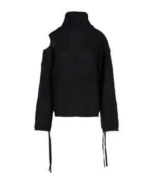 ANDREĀDAMO Cut-out Roll Neck Jumper With Bow Detail Cuffs