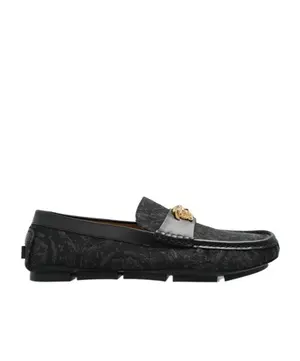 Versace Medusa Plaque Slip-on Loafers - Black