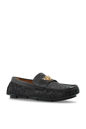 Versace Medusa Plaque Slip-on Loafers - Black