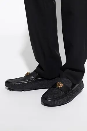 Versace Medusa Plaque Slip-on Loafers - Black