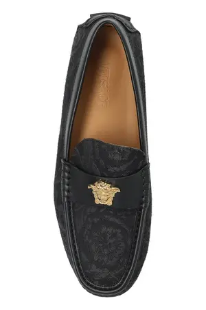 Versace Medusa Plaque Slip-on Loafers - Black