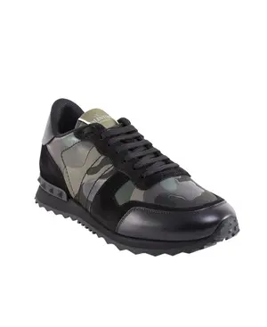 Valentino Garavani Rockrunner Camouflage Lace-up Sneakers - Black