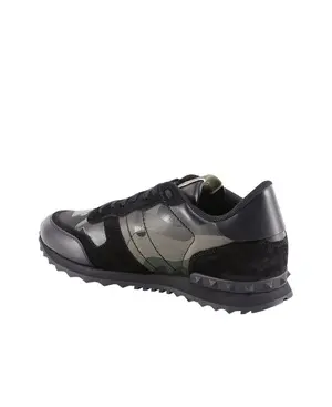 Valentino Garavani Rockrunner Camouflage Lace-up Sneakers - Black