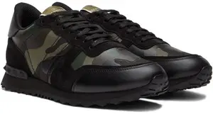 Valentino Garavani Rockrunner Camouflage Lace-up Sneakers - Black