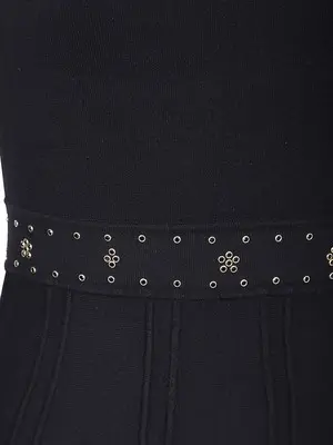 TWINSET Studded V-neck Long Sleeve Maxi Dress