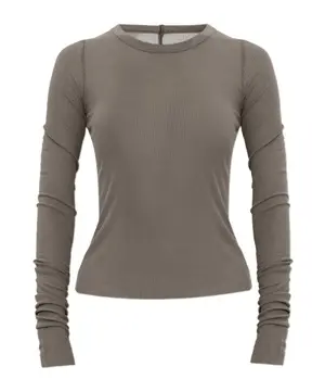 Rick Owens Temple Cropped Rib Long Sleeve T-shirt