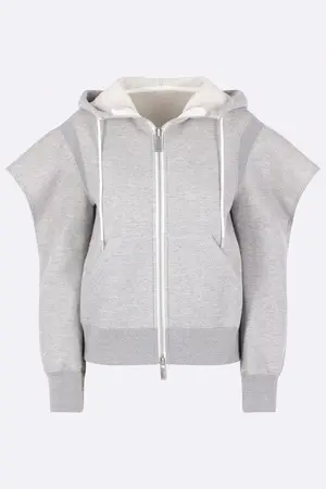 Sacai Sponge Sweat Zip-up Hoodie With Cutout Shoulders
