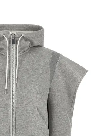 Sacai Sponge Sweat Zip-up Hoodie With Cutout Shoulders