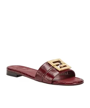 Fendi Ff Logo Plaque Slides - Red