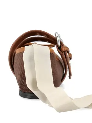 Miu Miu Ballerina Flats With Buckle And Bow Detailing - Brown