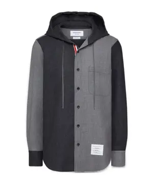 Thom Browne Rwb-striped Drawstring Hooded Shirt