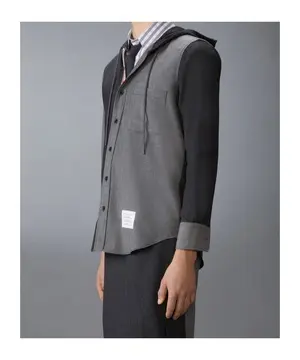 Thom Browne Rwb-striped Drawstring Hooded Shirt