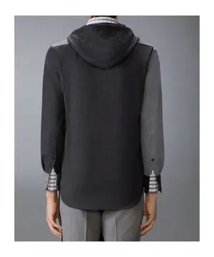 Thom Browne Rwb-striped Drawstring Hooded Shirt