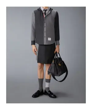 Thom Browne Rwb-striped Drawstring Hooded Shirt