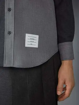 Thom Browne Rwb-striped Drawstring Hooded Shirt