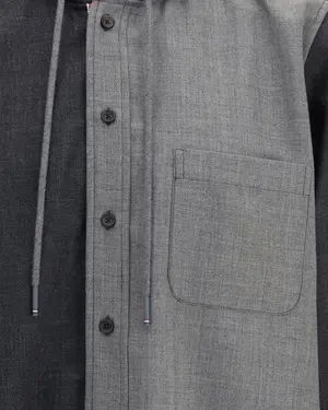 Thom Browne Rwb-striped Drawstring Hooded Shirt