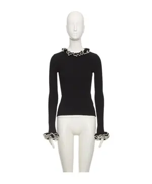 Valentino Garavani Long Sleeve Ruffled Knit Top