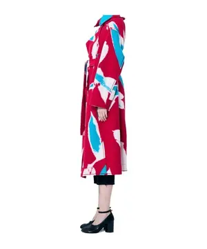 Issey Miyake Vigor Graphic Belted Coat - Red