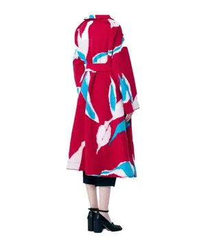 Issey Miyake Vigor Graphic Belted Coat - Red