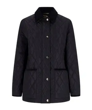 Burberry Quilted Long Sleeve Jacket With Patch Pockets - Black