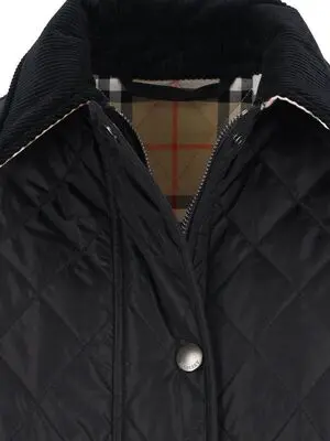Burberry Quilted Long Sleeve Jacket With Patch Pockets - Black