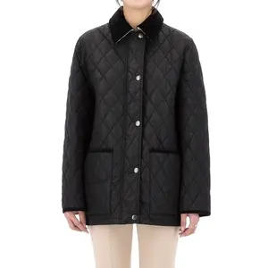 Burberry Quilted Long Sleeve Jacket With Patch Pockets - Black