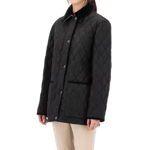 Burberry Quilted Long Sleeve Jacket With Patch Pockets - Black