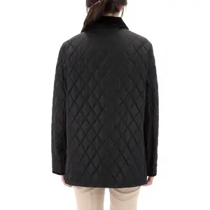 Burberry Quilted Long Sleeve Jacket With Patch Pockets - Black