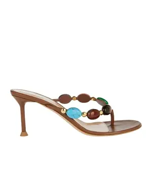 GIANVITO ROSSI Embellished Round Toe High Heel Sandals