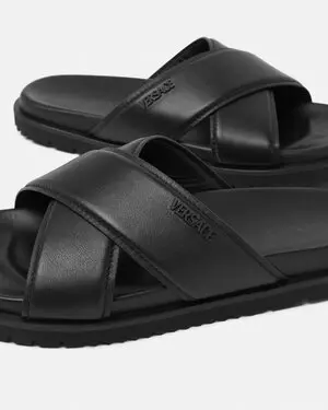 Versace Embossed Logo Open-toe Slides