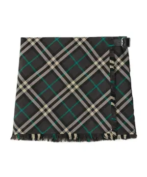 Burberry Check-pattern Frayed-edge Mini Skirt - Black