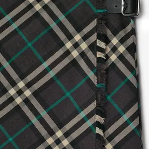 Burberry Check-pattern Frayed-edge Mini Skirt - Black