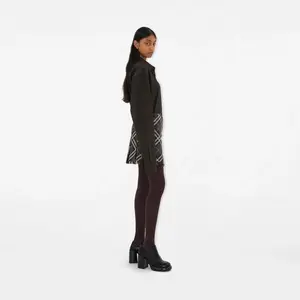 Burberry Check-pattern Frayed-edge Mini Skirt - Black