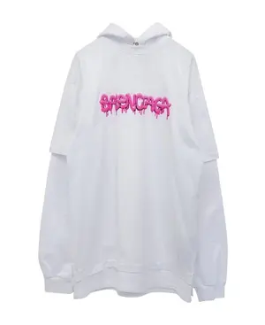 Balenciaga Long-sleeved Hooded T-shirt - White