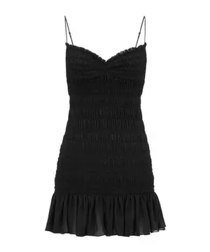 SAINT LAURENT Saint Laurent Smocked Silk Muslin Crepe Dress