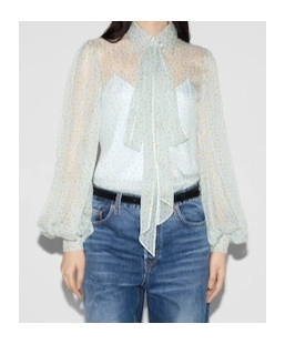 Gucci Floral Chiffon Tie-neck Shirt