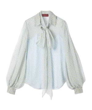 Gucci Floral Chiffon Tie-neck Shirt - Multicolour
