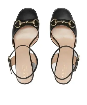Gucci Horsebit Detailed Open Toe Sandals - Black
