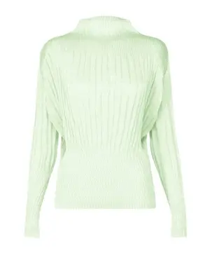 Issey Miyake High Neck Ribbed Long Sleeve Top