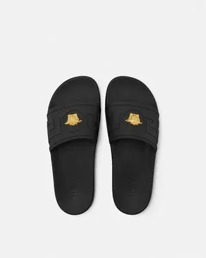 Versace Medusa-motif Open-toe Slippers - Black
